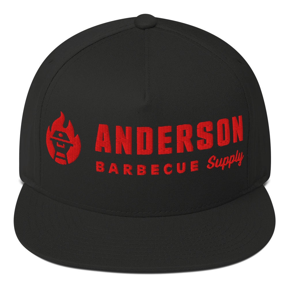 Apparel- Hat- Flat Bill Cap- Red Logo | Anderson Barbecue Supply